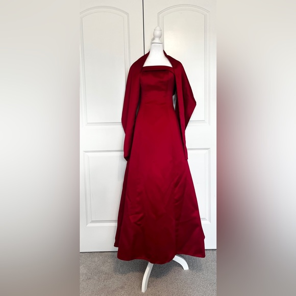 Gantos | Dresses | Nwt Vintage Gantos Red Satin Strapless Button ...